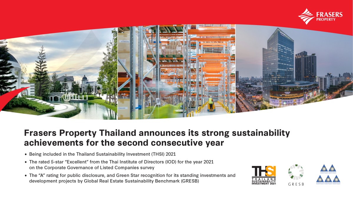 Frasers Property Thailand recognised for its strong sustainability ...